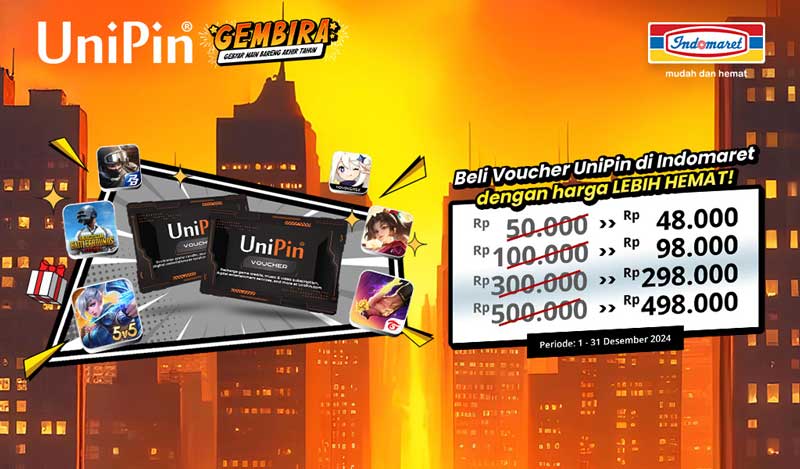 Promo Akhir Tahun: Beli Voucher UniPin di Indomaret LEBIH HEMAT!