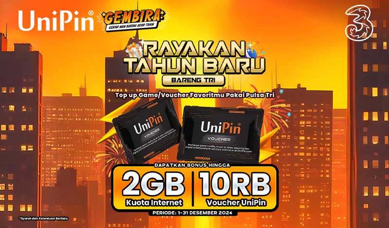 Rayakan Tahun Baru Bareng Tri & UniPin!!! Rayakan Tahun Baru Bareng Tri & UniPin!!!