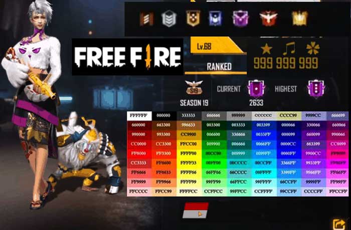 Kode Warna Free Fire: Daftar dan Cara Bikin Tulisan Berwarna