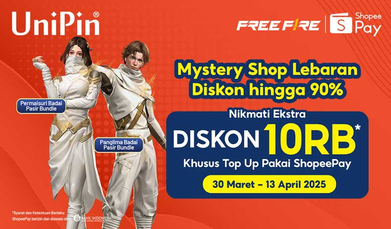 Diskon hingga 90%: Top up FF Pakai ShopeePay di UniPin, Ada Ekstra ...