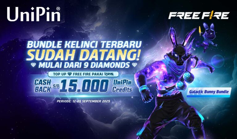Galactic Bunny Bundle datang! Top Up Diamonds FF pakai QRIS cashback 15 ...