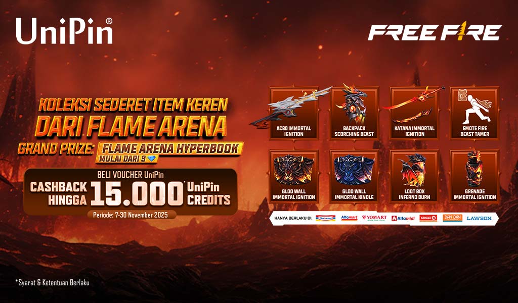Flame Arena Free Fire Mulai 9 Diamond & Dapatkan Cashback hingga 15.000 ...